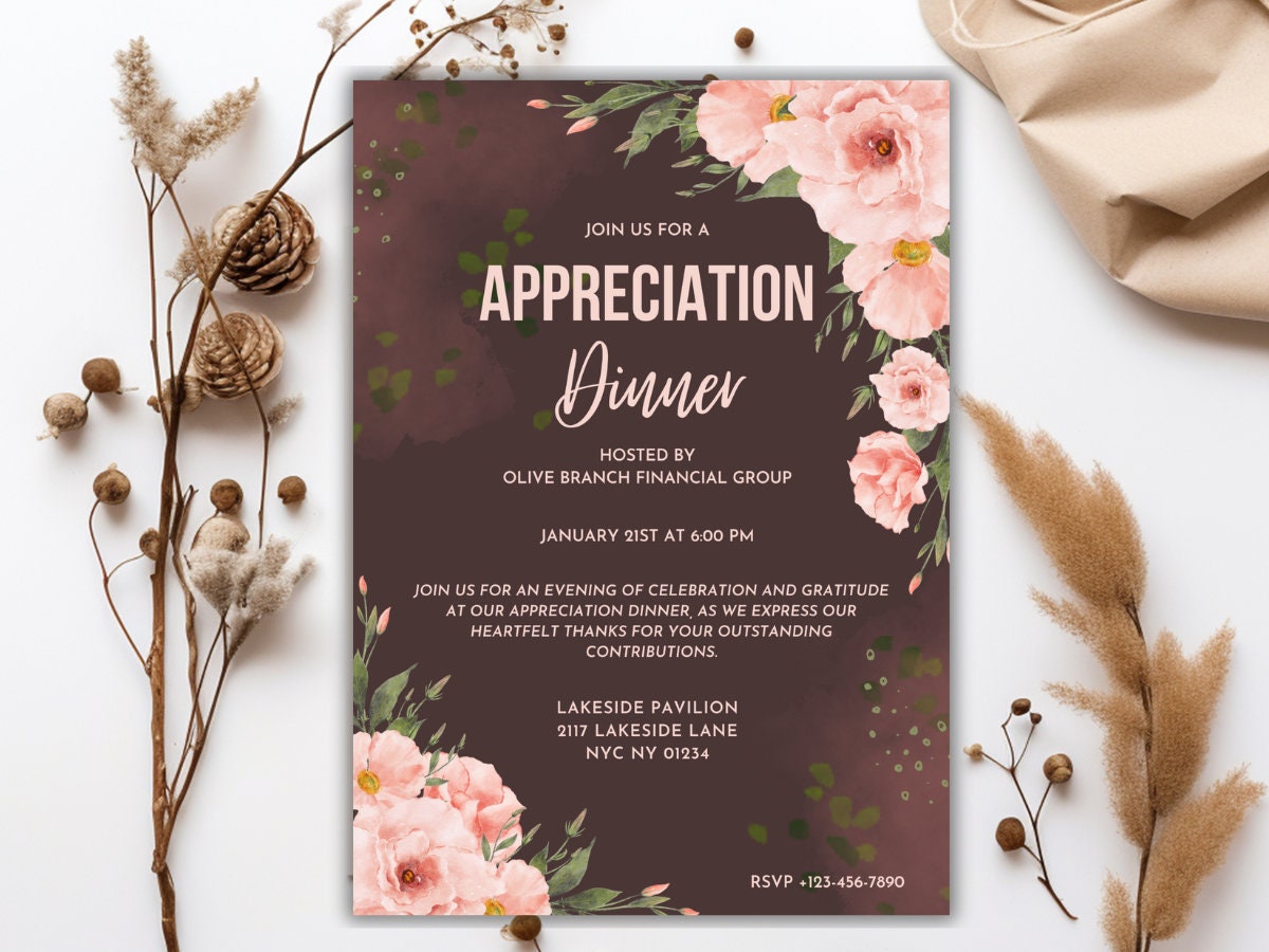 Appreciation Dinner Invitation, Dinner Party, Employee Appreciation ...