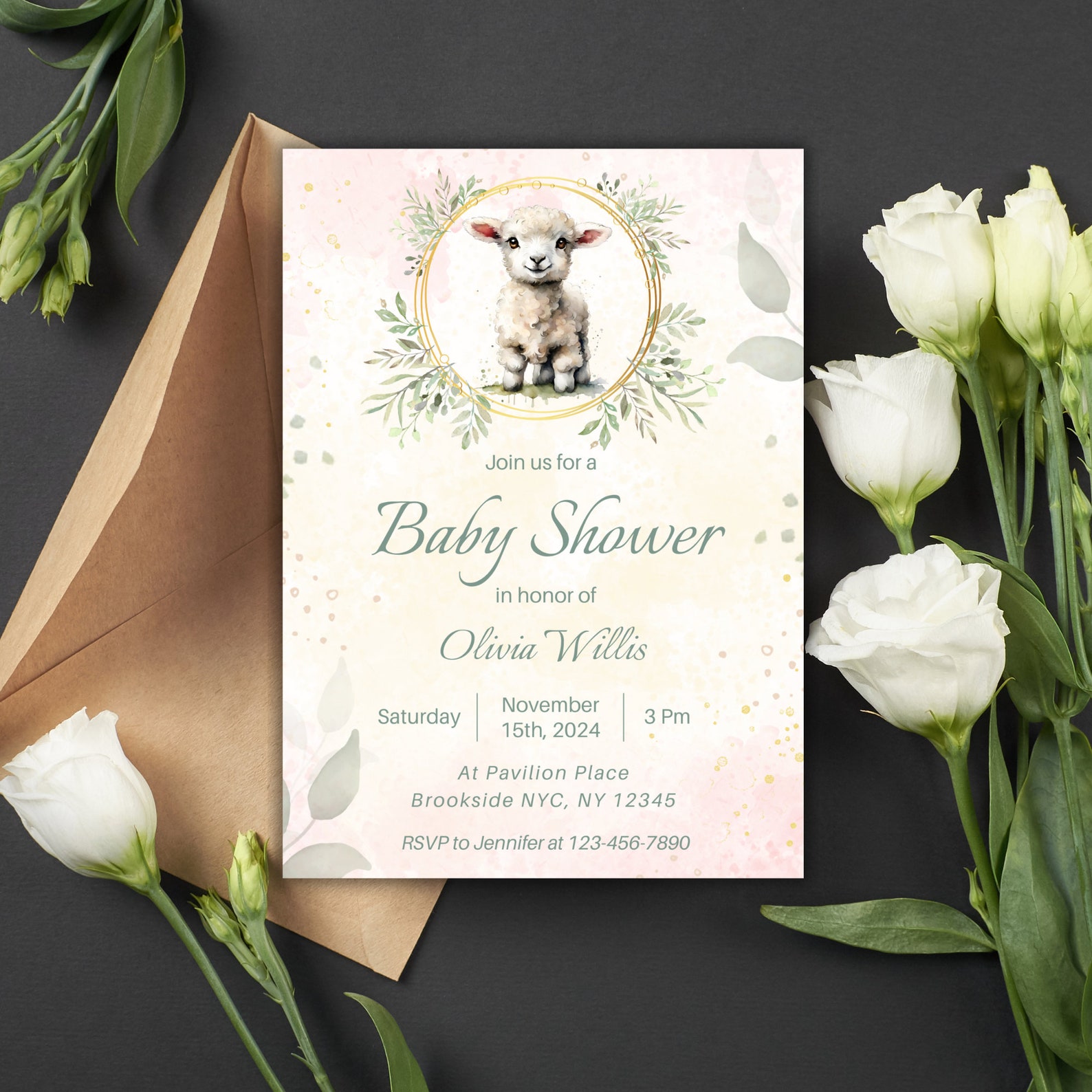 Lamb Baby Shower Invitation, Little Lamb Baby Shower, Animal Baby ...