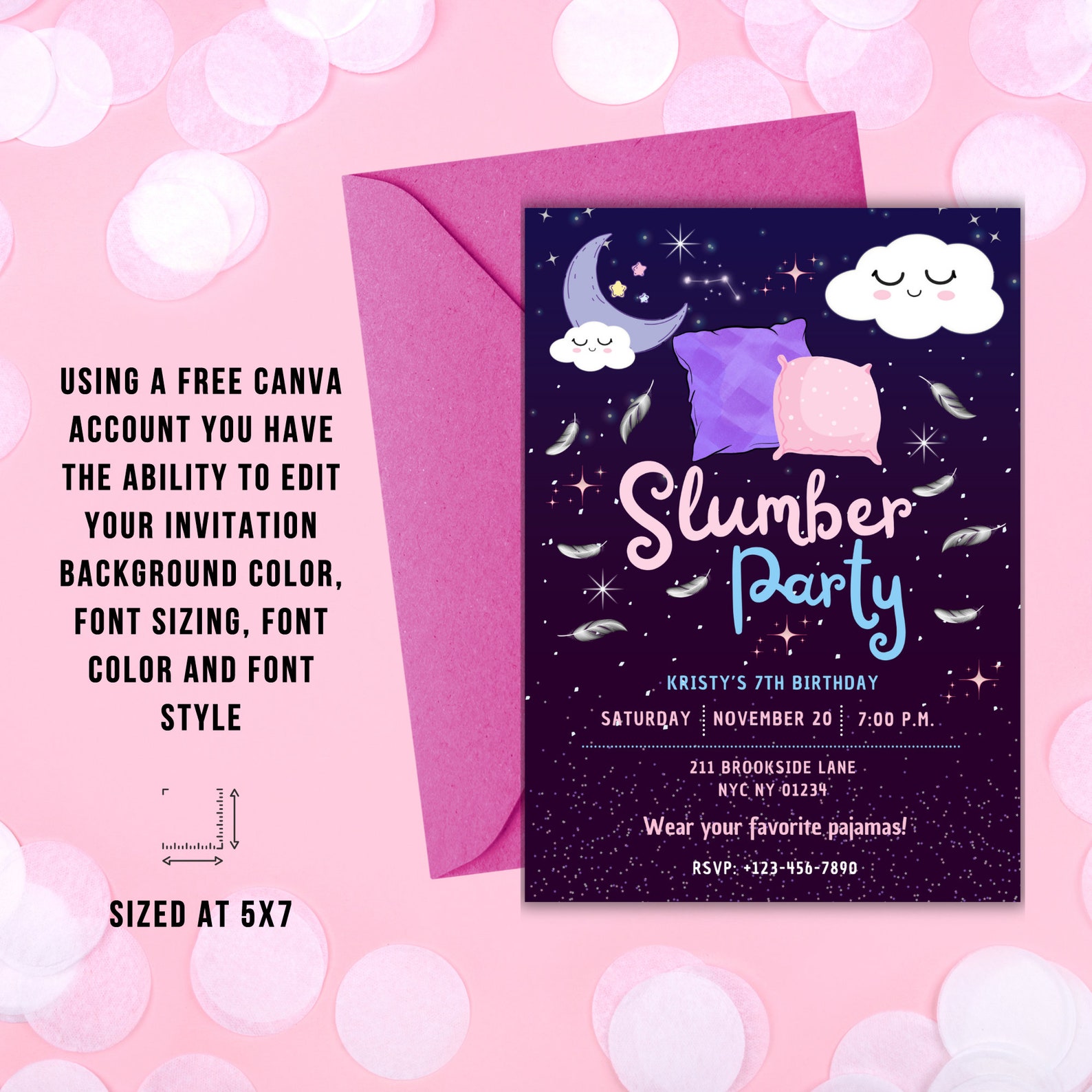 Girls Editable Slumber Party Invitation Slumber Party Etsy