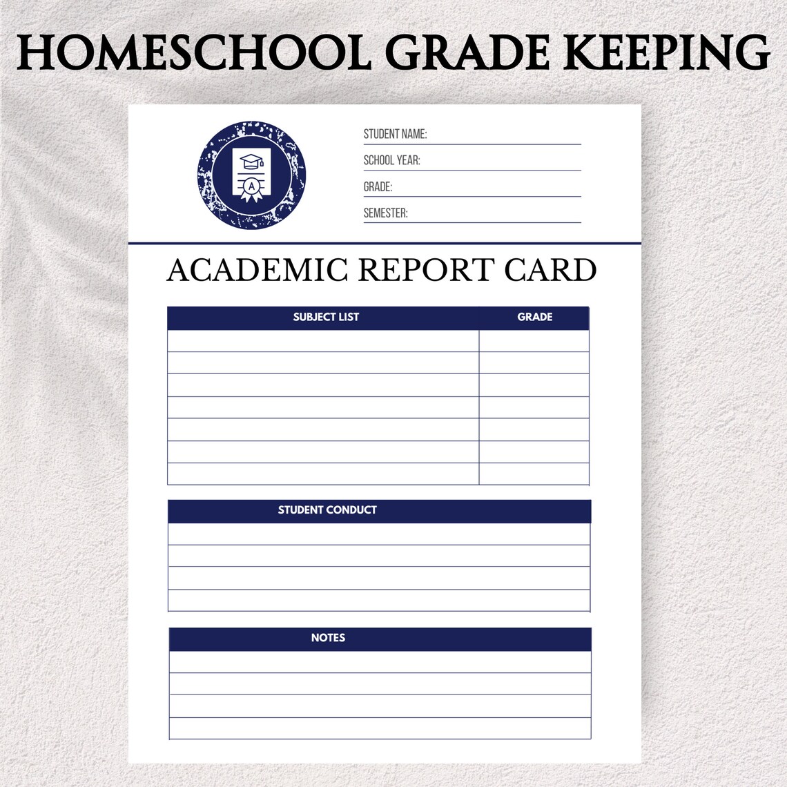 Homeschool Report Card, Homeschool Record Keeping, Homeschool Academic ...