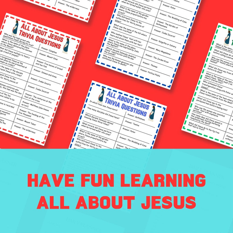 About Jesus Trivia Questions Kids Bible Game Sunday School - Etsy