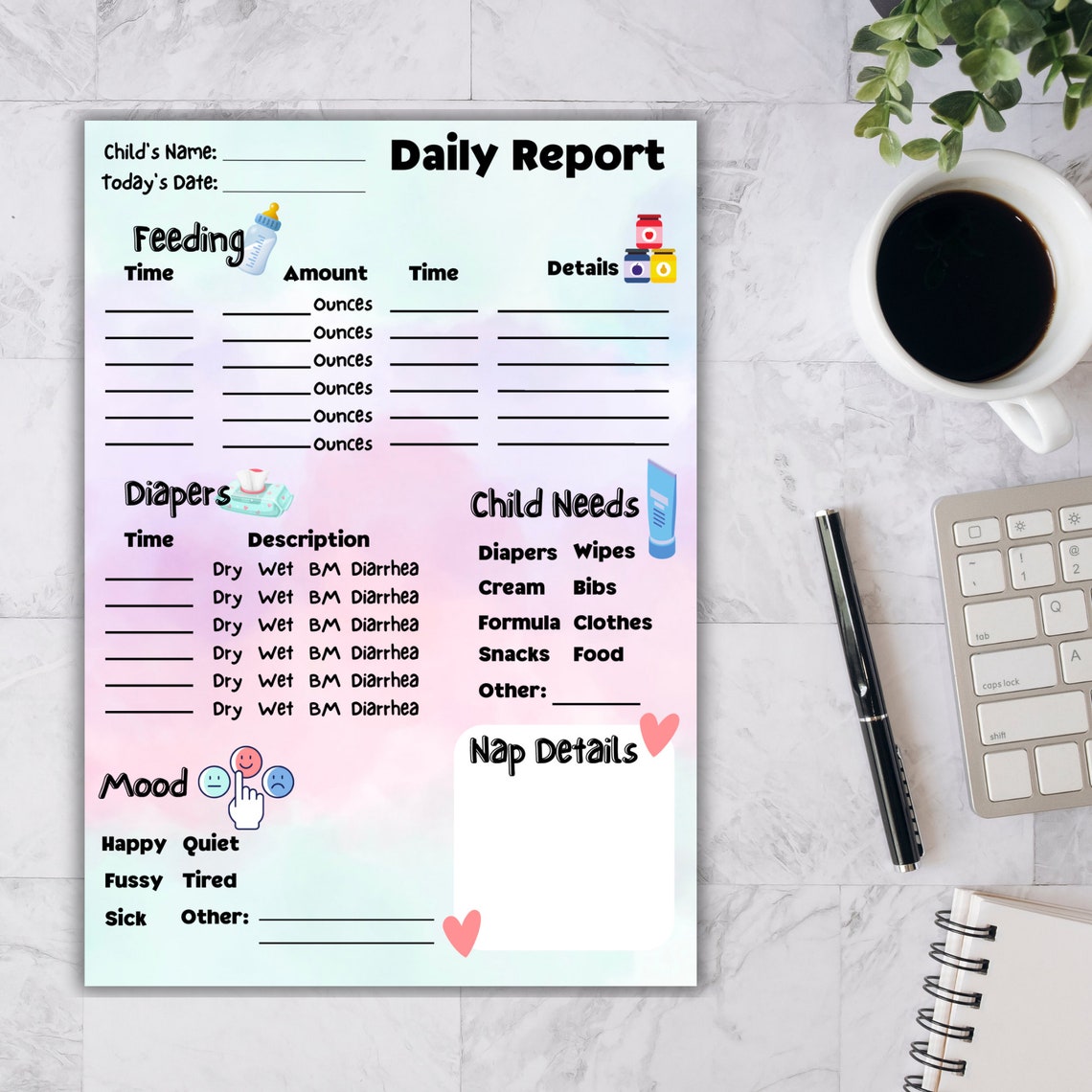 Daycare Daily Log, Childcare Management, Daycare Daily Report ...