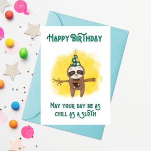 Sloth Birthday Card Sloth Card Cute Sloth Card Funny - Etsy