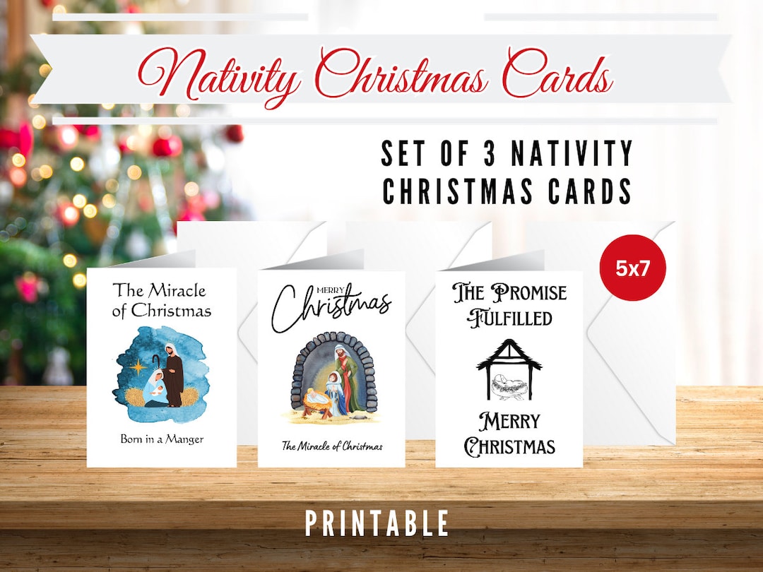 Nativity Christmas Cards, Printable Christmas Cards, Religious ...