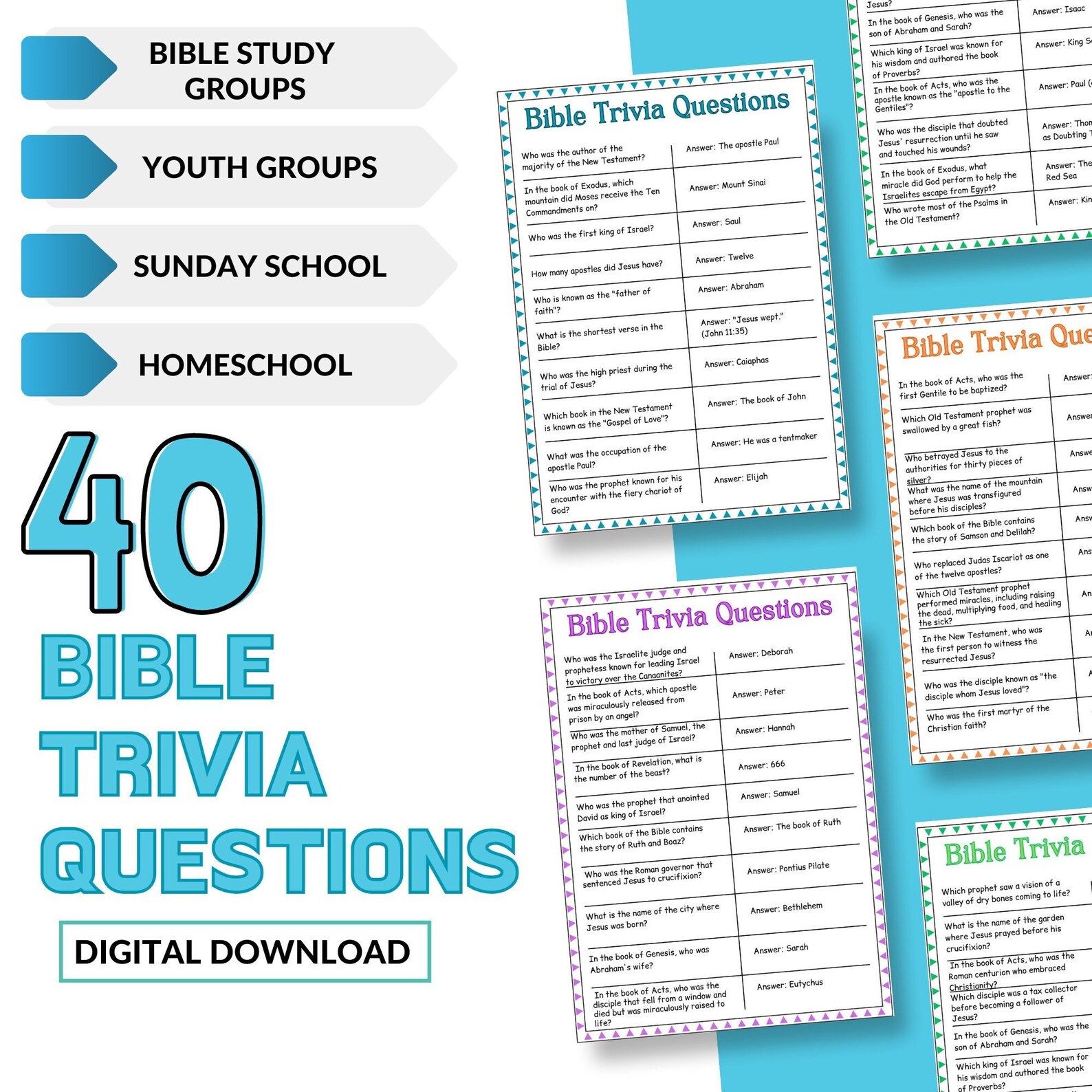 Bible Trivia Game, Bible Games, Sunday School, Printable Bible Game ...