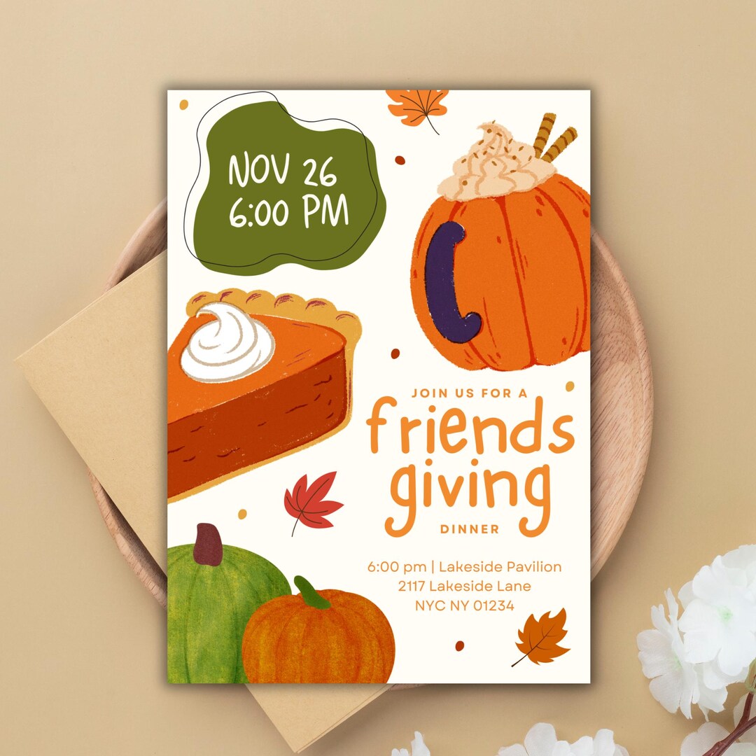 Editable Friendsgiving Invite 5x7, Friends Thanksgiving Invitation ...