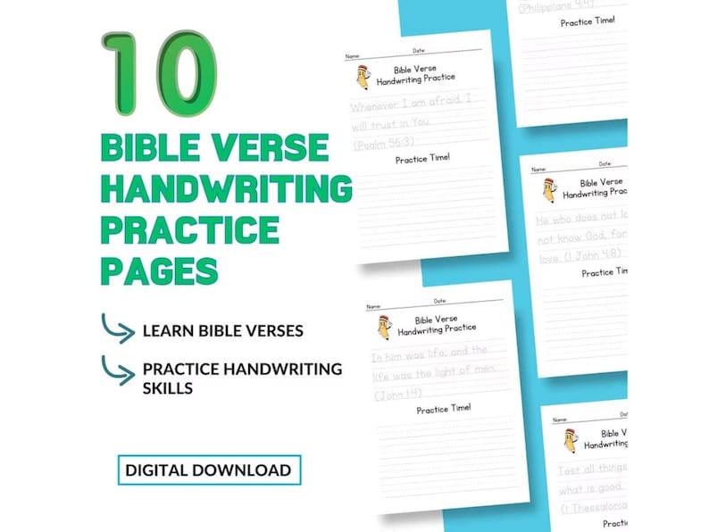 Bible Verses Kids, Handwriting Practice Sheets, Handwriting Practice ...