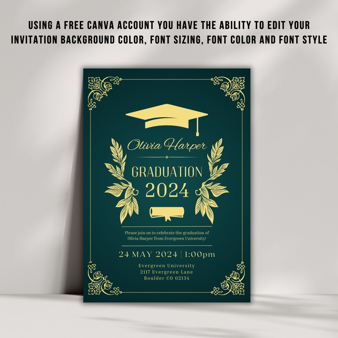 College Graduation Invitation, Graduation Invitation Template, High ...
