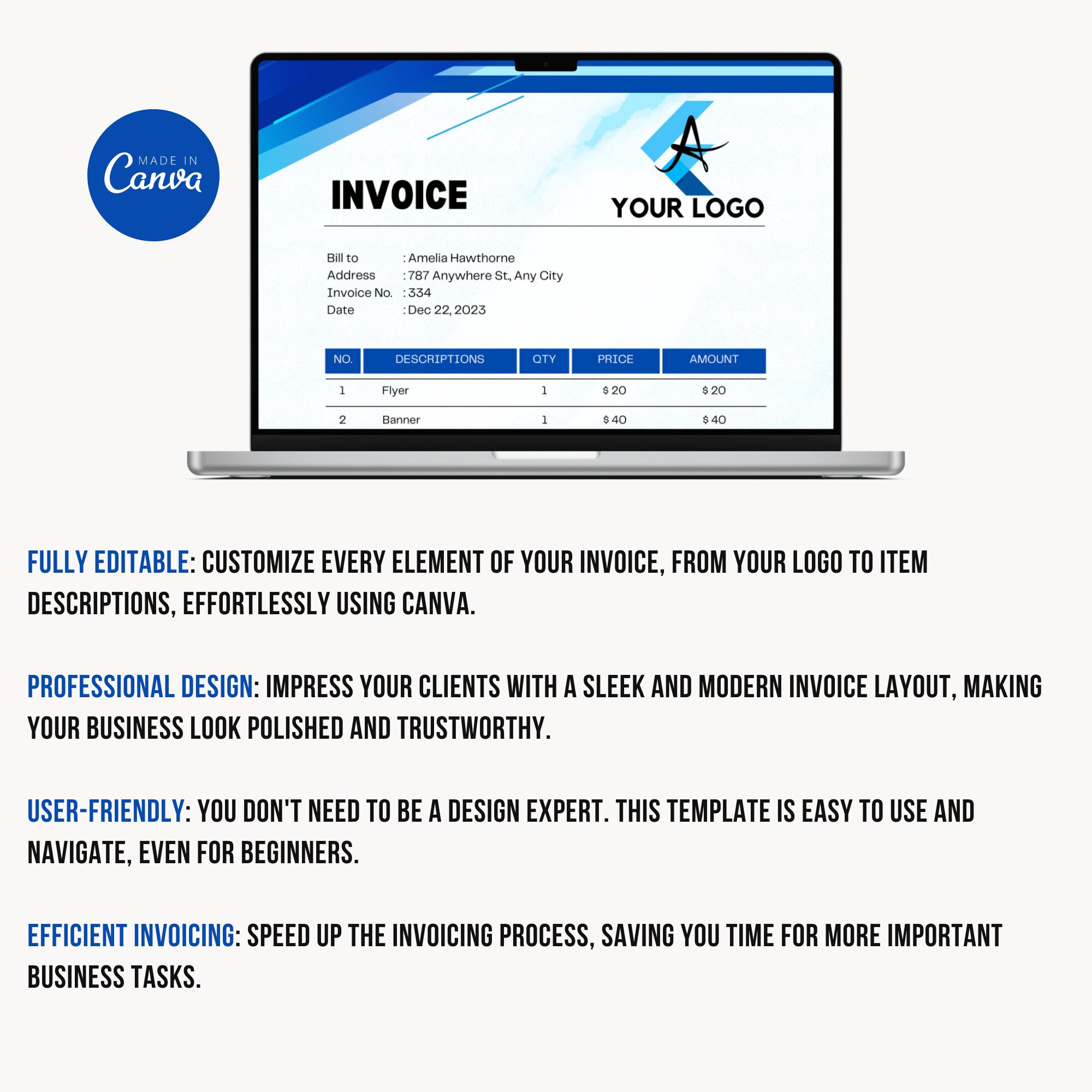 Business Invoice Template, Invoice Template Download, Invoice Template ...