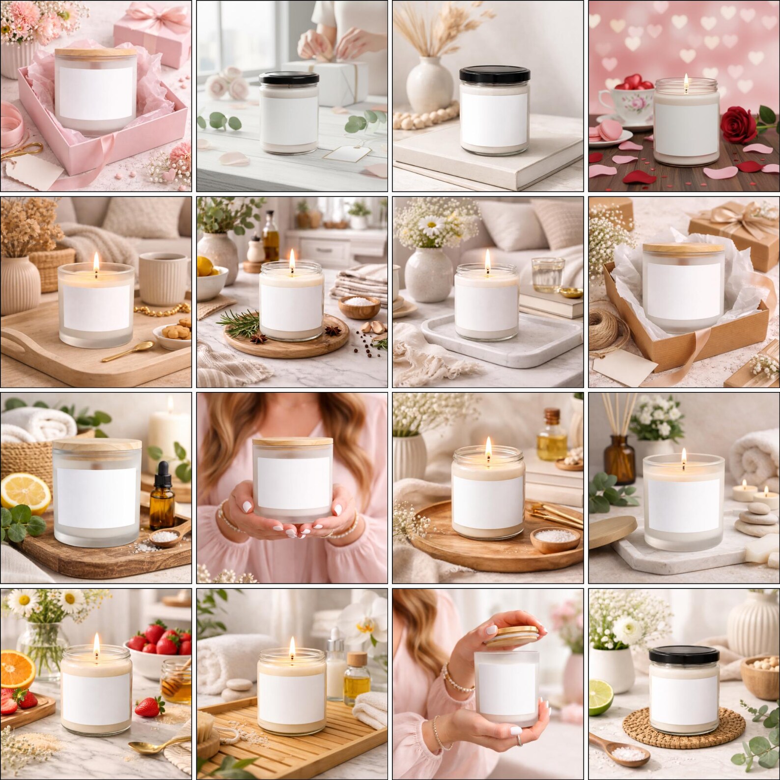 128 Candle Mockup Bundle, Lumient Candle Mockups, Clear Soy Wax Candle ...