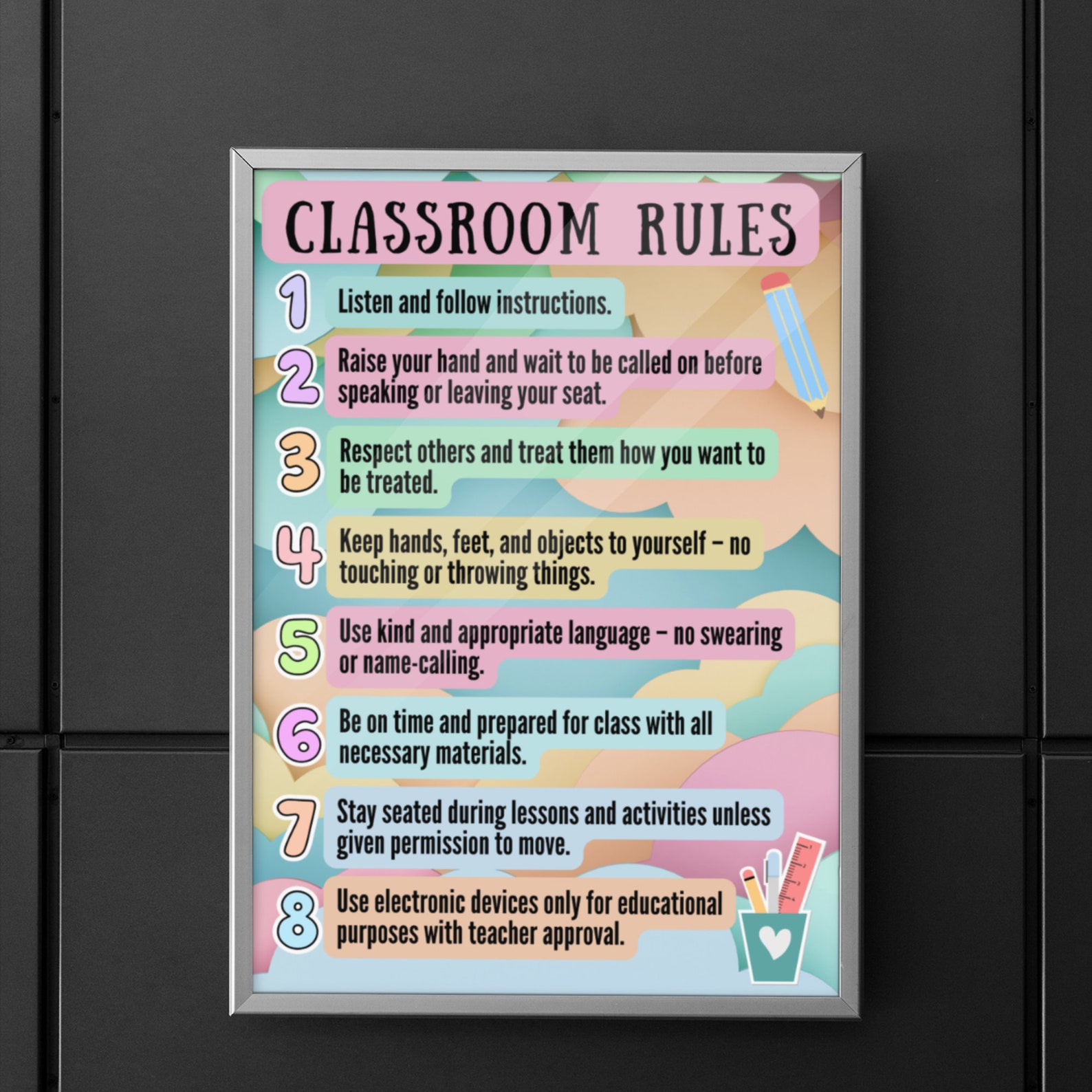 Classroom Rules Poster, Classroom Decor, Class Rules, Classroom Poster ...