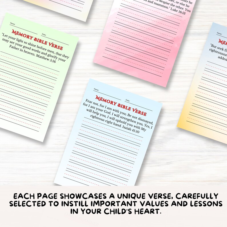 Bible Verses Kids Handwriting Practice Scripture Copywork Bible Memory ...