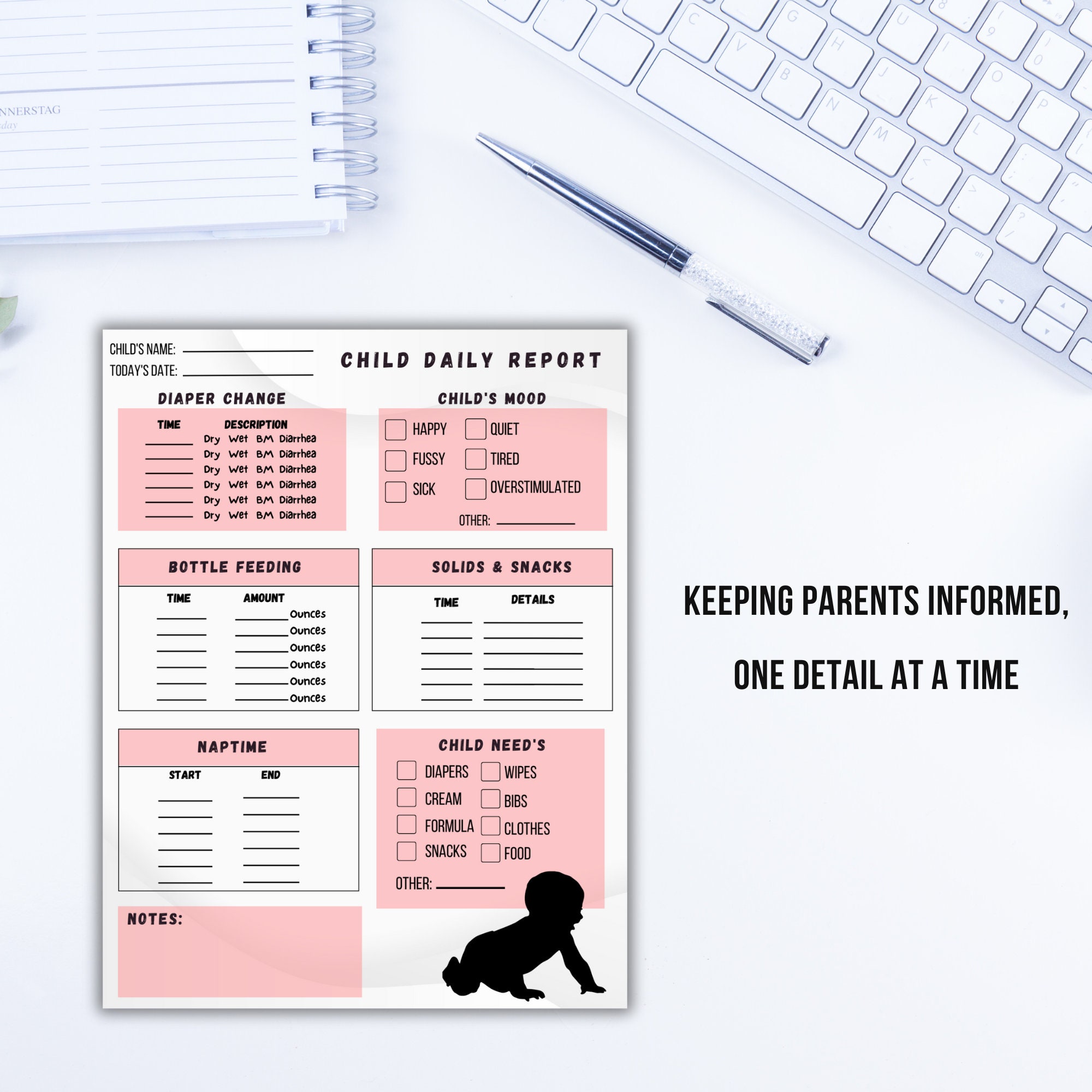 Daycare Daily Log, Childcare Management, Daycare Daily Report ...