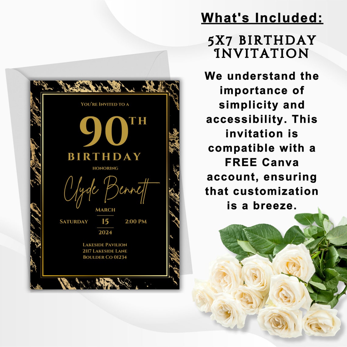 90th Birthday Invitations, 90th Birthday, Adult Birthday Party ...
