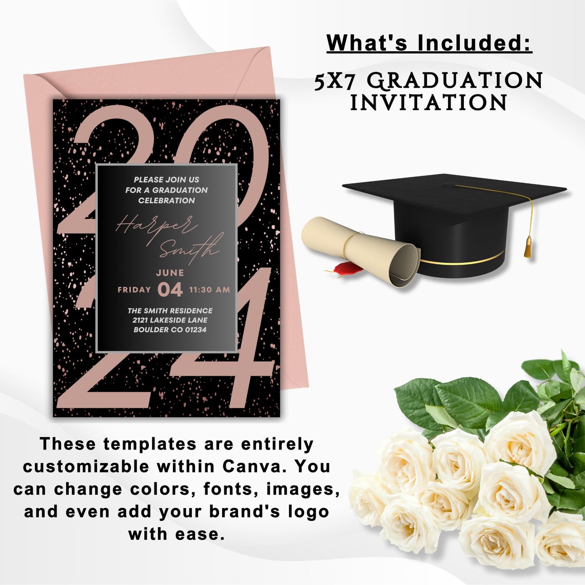 College Graduation Invitation, Graduation Invitation Template, College ...