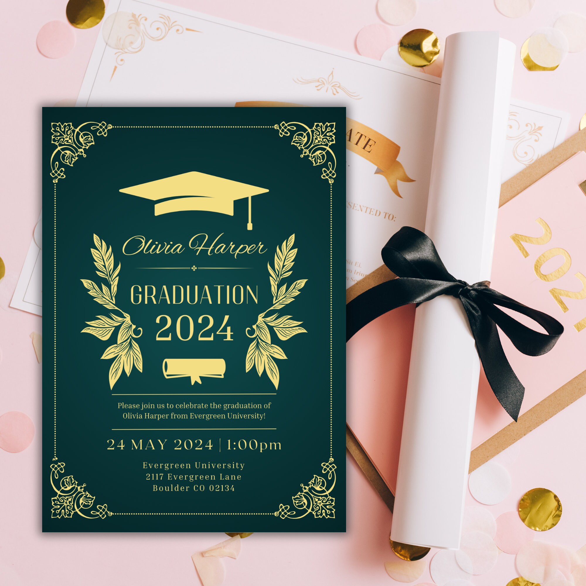College Graduation Invitation, Graduation Invitation Template, High ...
