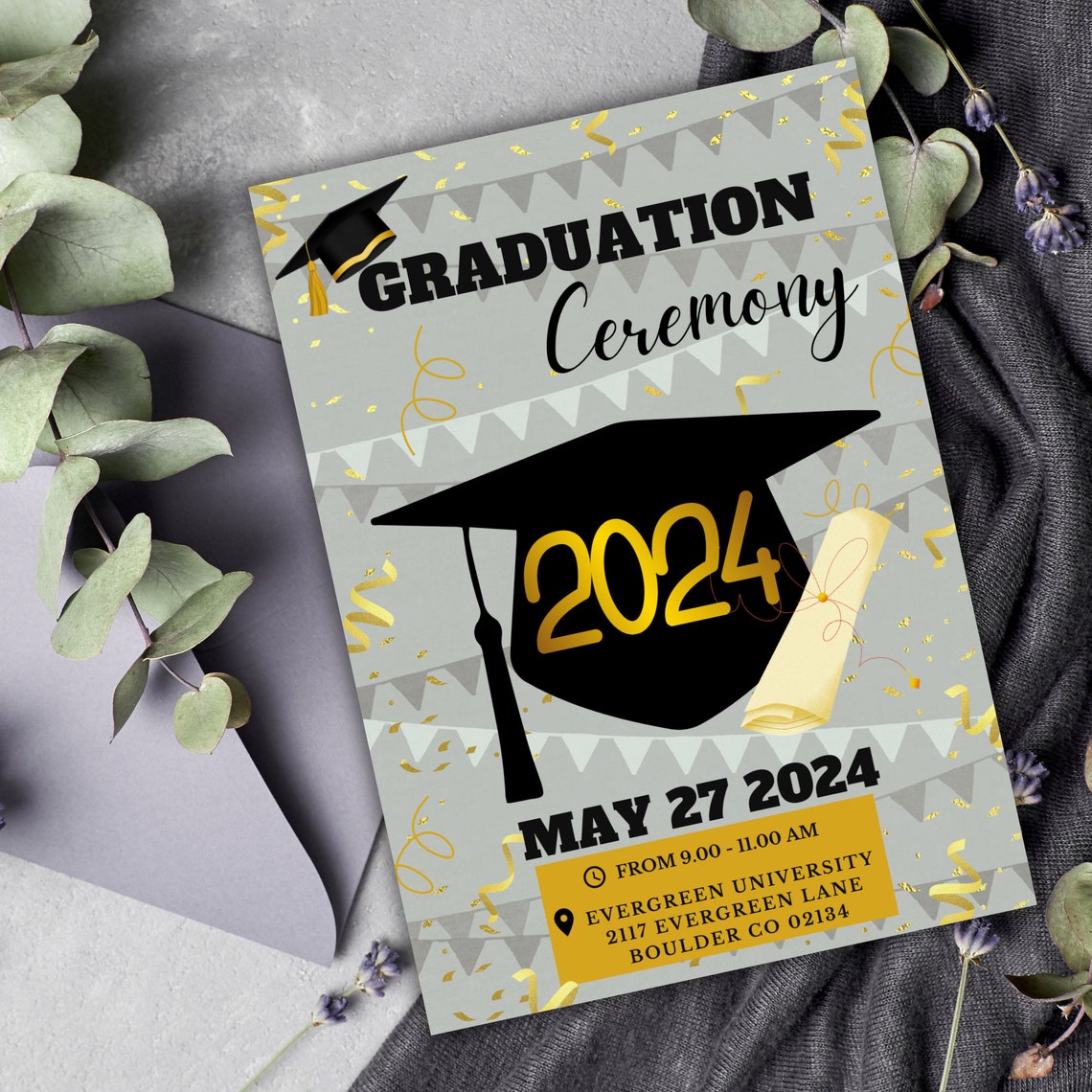 Graduation Annoucnement, Graduation Invitation, College Graduation ...