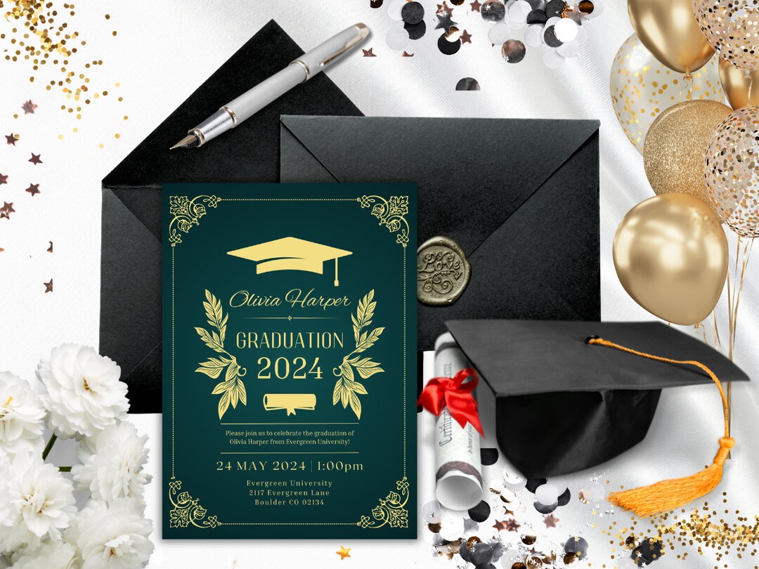 College Graduation Invitation, Graduation Invitation Template, High ...