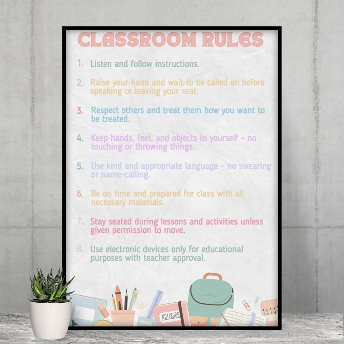 Classroom Rules Poster, Classroom Poster, Pastel Classroom Decor, Back ...