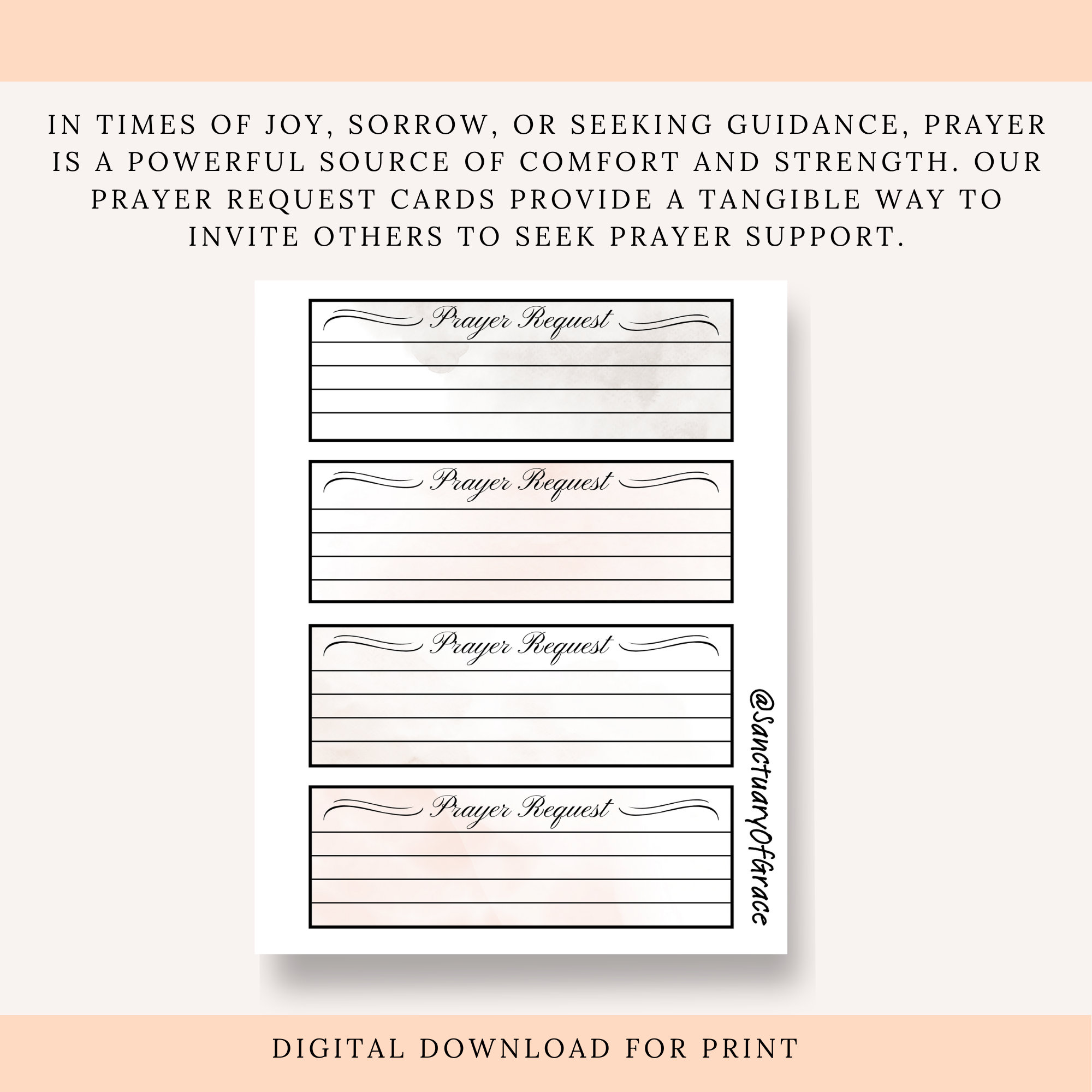 Prayer Request Cards, Church Handout, Printable Prayer Card Template ...