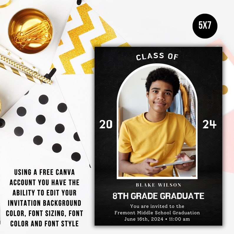 8th Grade Graduation Invitation, Graduation Invitation Instant Download ...