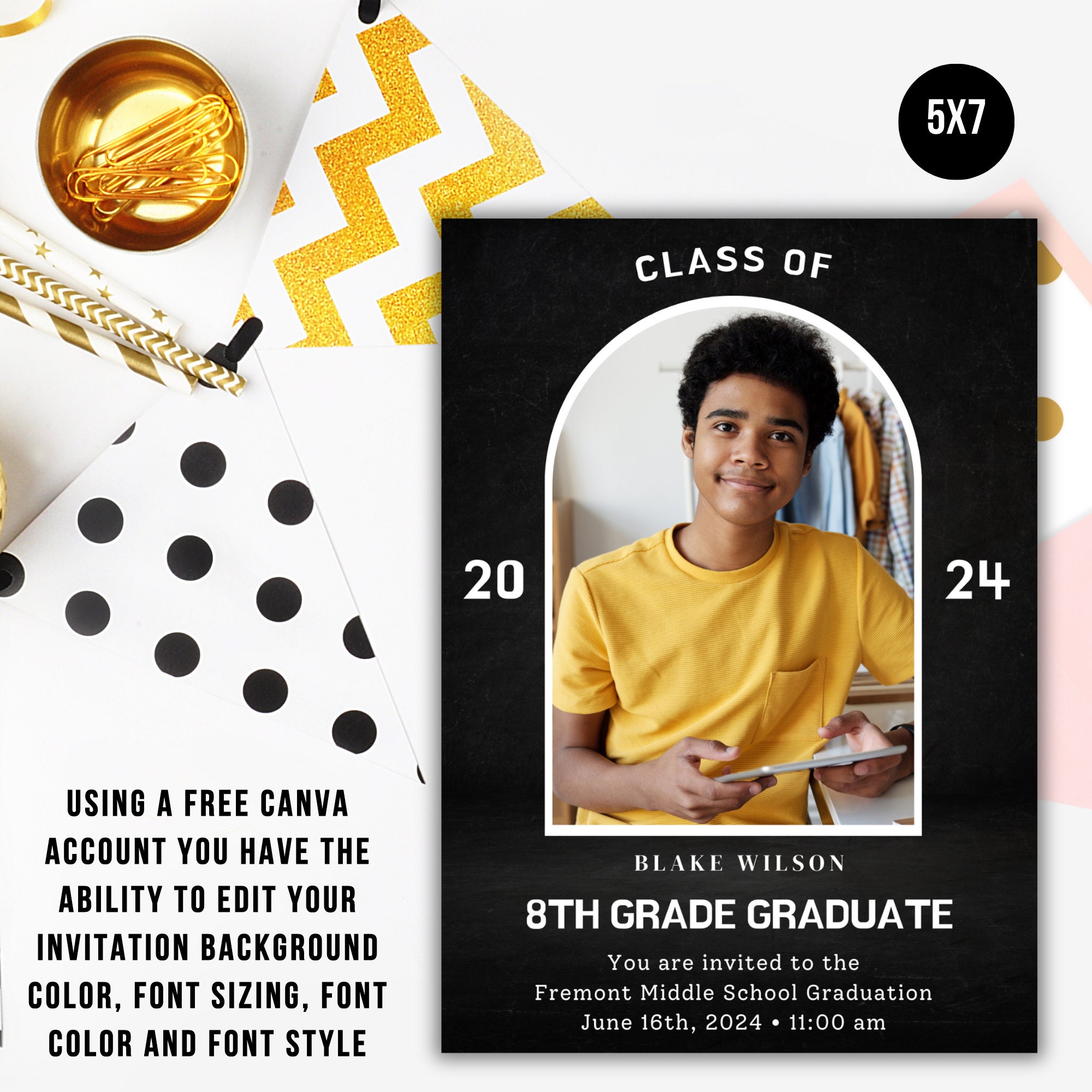 8th Grade Graduation Invitation, Graduation Invitation Instant Download ...