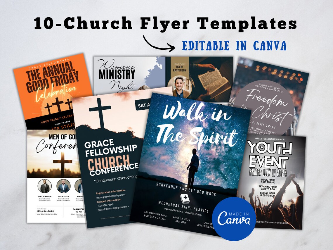 Editable Church Flyer, Church Flyer Sunday Serivce, Church Service ...