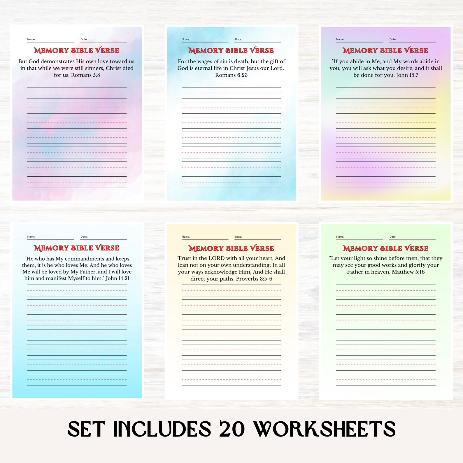 Bible Verses Kids Handwriting Practice Scripture Copywork Bible Memory ...