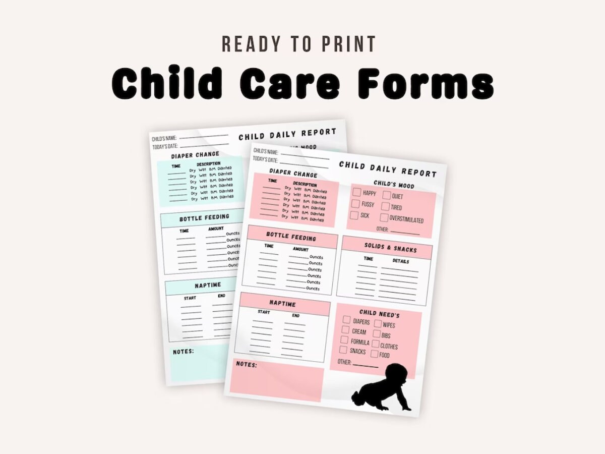 Daycare Forms Daycare Daily Report Infant Daily Report - Etsy
