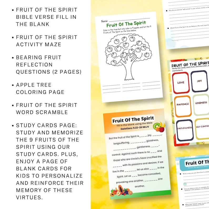 Fruit of the Spirit, Bible Study Printable, Sunday School, Sunday ...