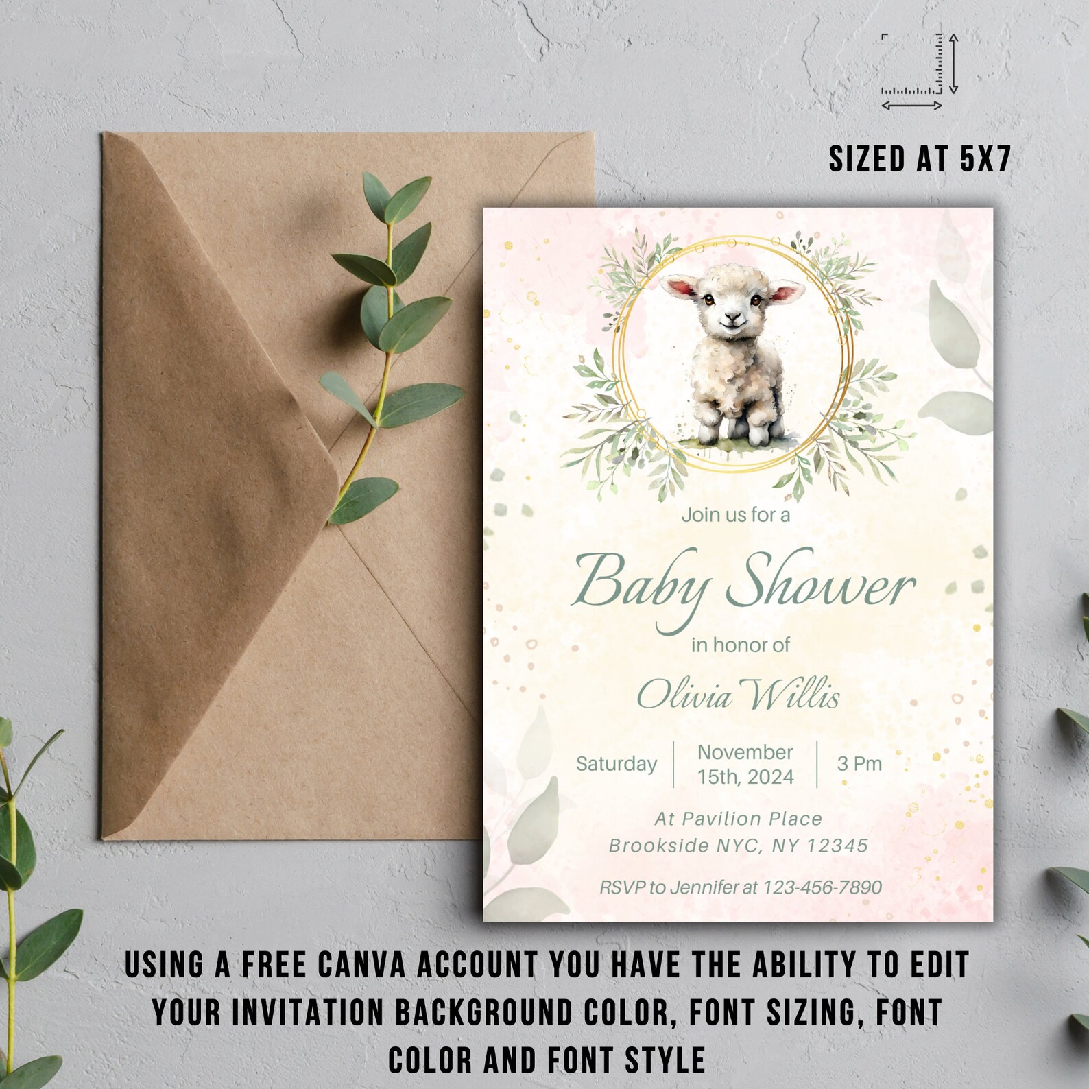 Lamb Baby Shower Invitation, Little Lamb Baby Shower, Animal Baby ...