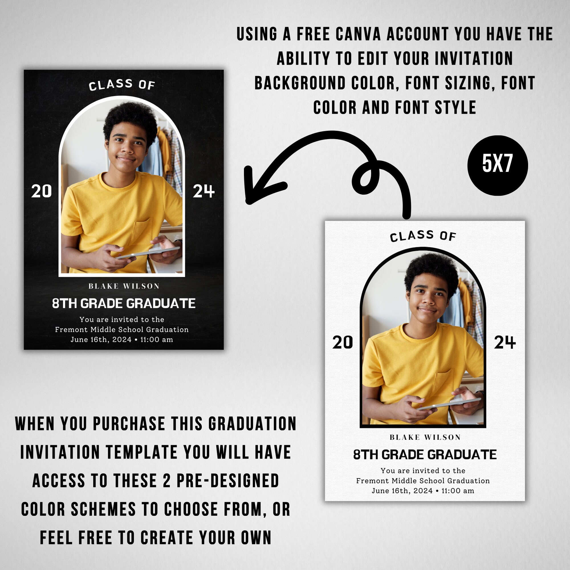 8th Grade Graduation Invitation, Graduation Invitation Instant Download ...