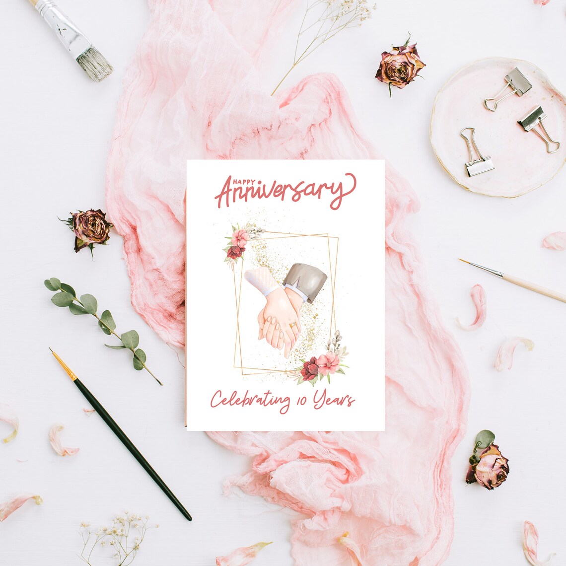 10 Year Anniversary Card, Printable Anniversary Card, 10th Anniversary ...