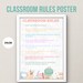 Classroom Rules Poster, Classroom Poster, Pastel Classroom Decor, Back ...