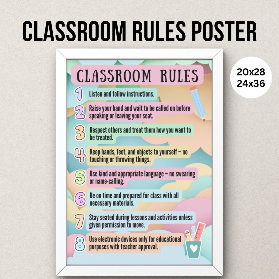 Classroom Rules Poster Classroom Decor Class Rules - Etsy