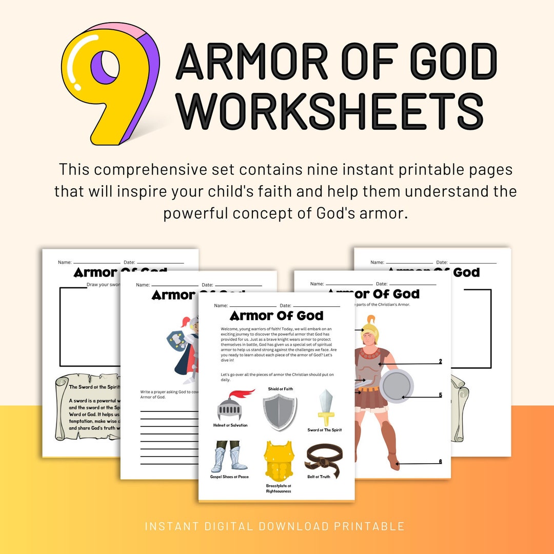 Armor of God for Kids Sunday School Printables Kids Bible - Etsy