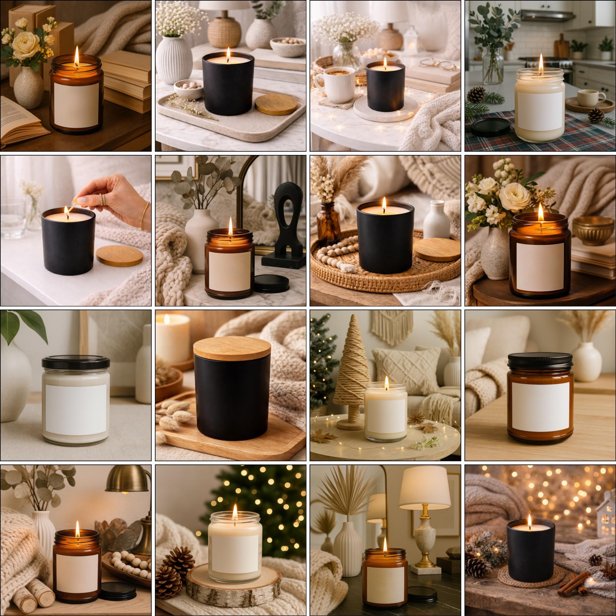 128 Candle Mockup Bundle, Lumient Candle Mockups, Clear Soy Wax Candle ...