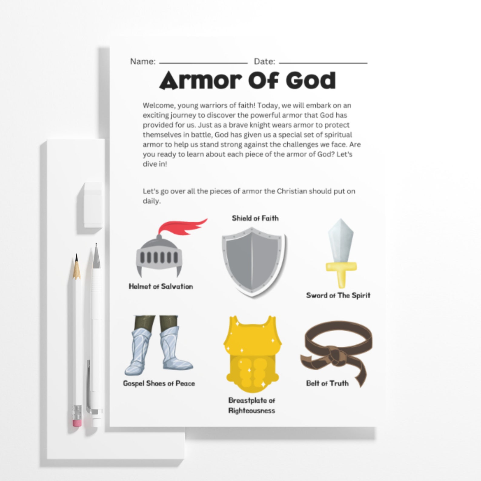 Armor of God for Kids, Sunday School Printables, Bible Worksheet ...