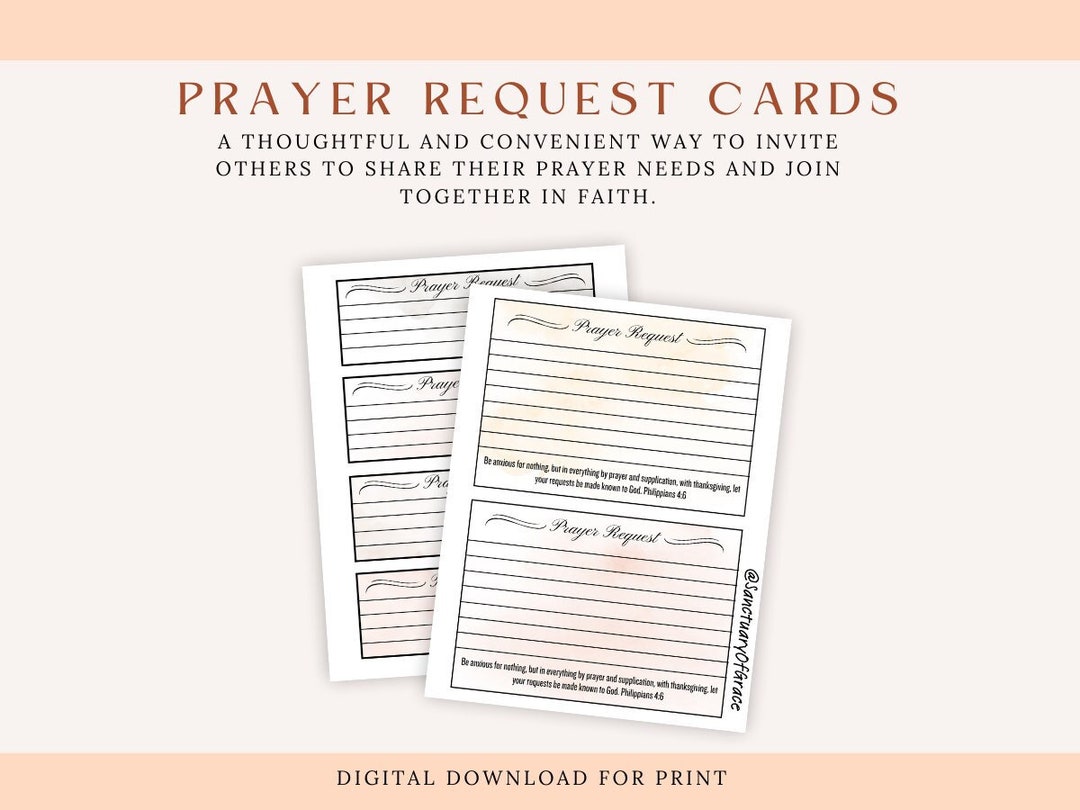 Prayer Request Cards, Church Handout, Printable Prayer Card Template ...