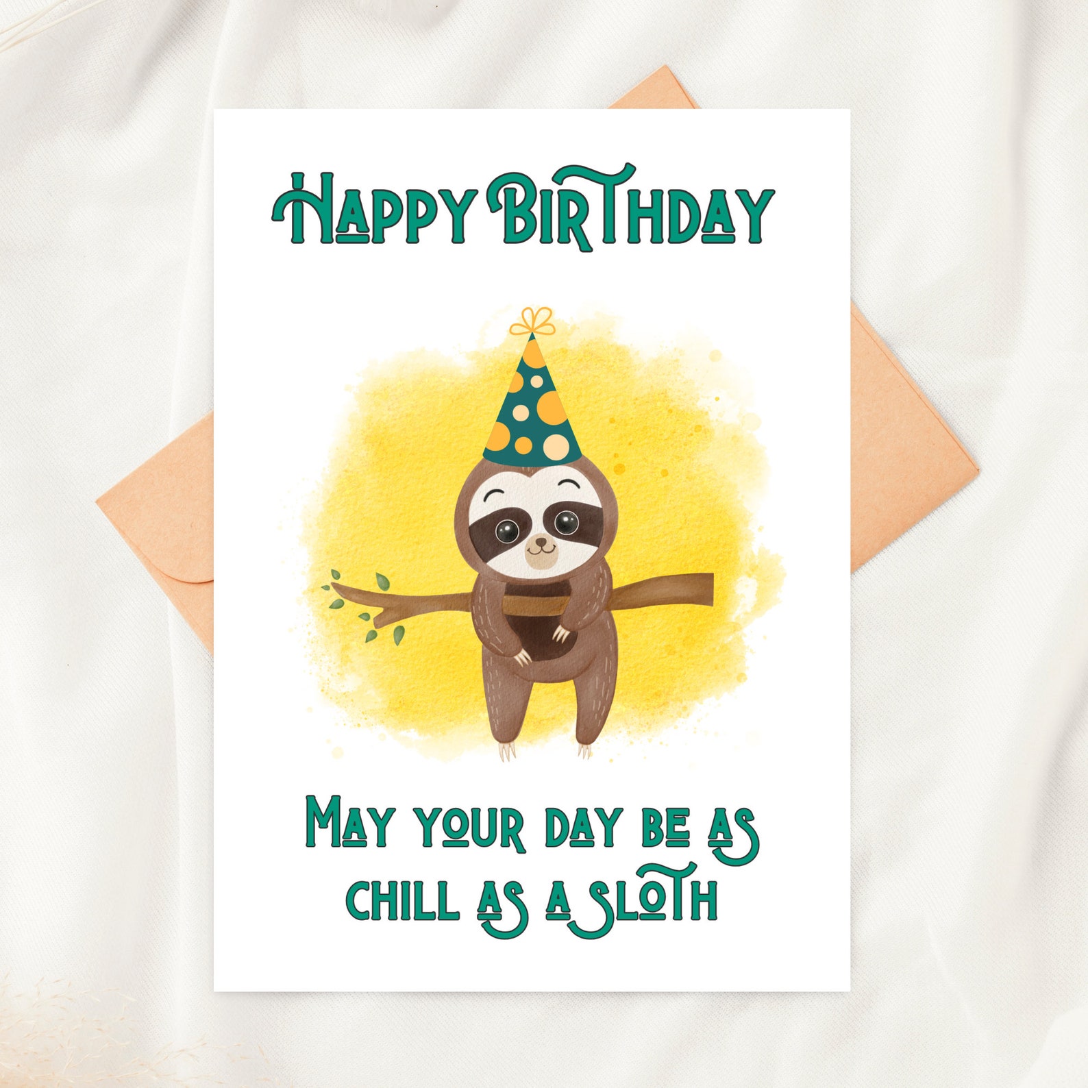 Sloth Birthday Card, Sloth Card, Cute Sloth Card, Funny Birthday Card ...