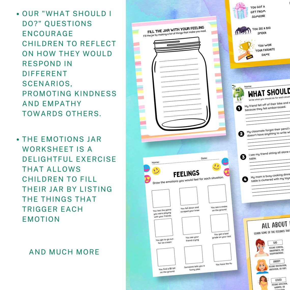 Emotions Worksheets for Kids, Feelings Chart, Mental Health, Coping ...