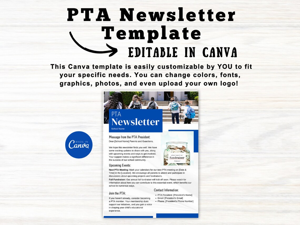 PTA Newsletter, Editable Newsletter Template, Email Newsletter Template ...
