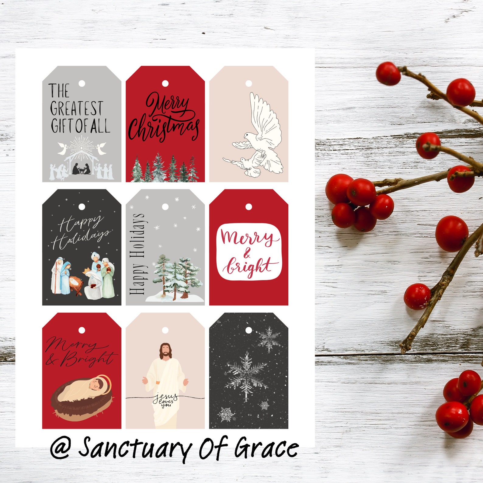 Printable Christmas Tags, Printable Christmas Gift Tags, Christian ...