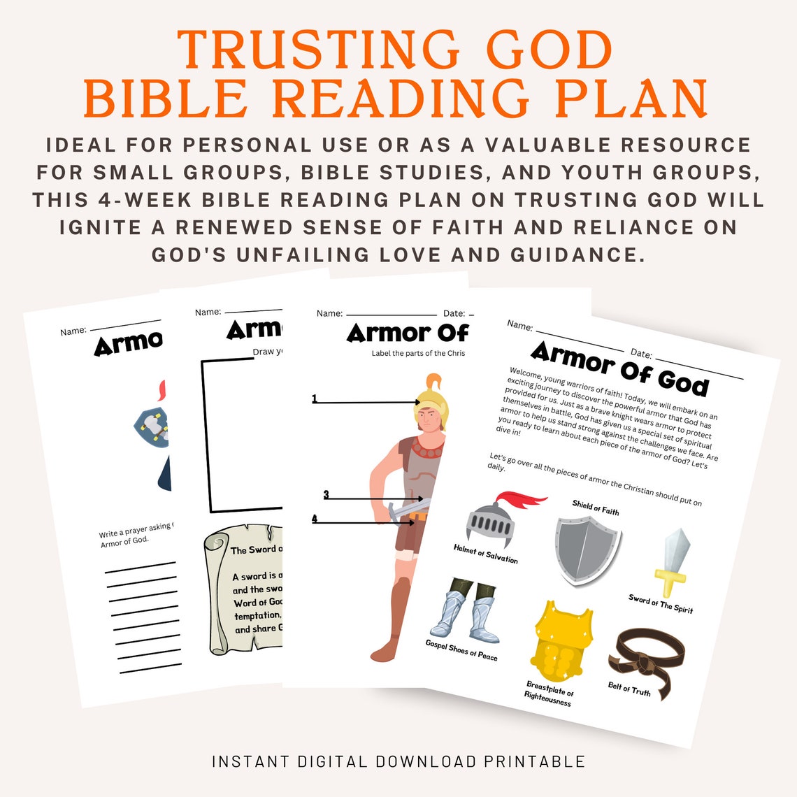 Armor of God for Kids, Sunday School Printables, Bible Worksheet ...