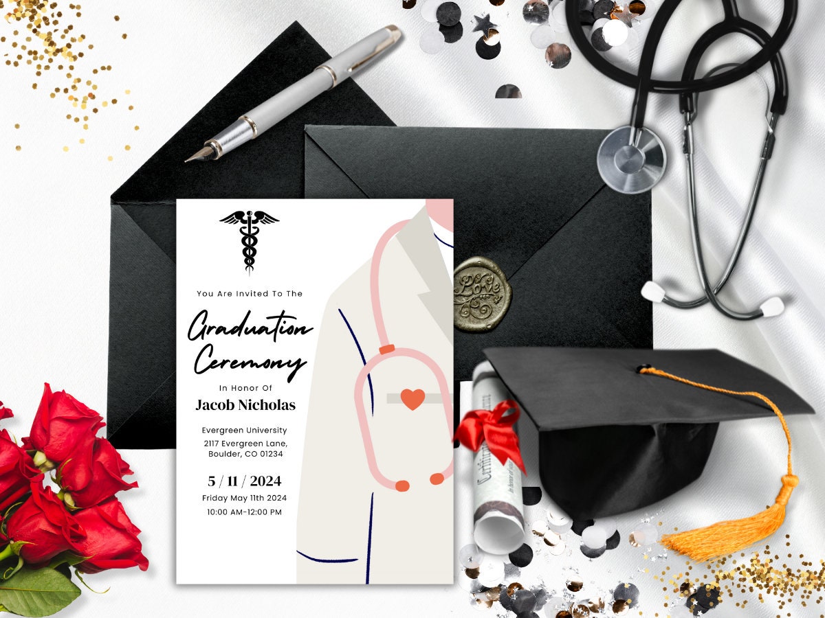 Nurse Graduation Invitation, Medical School Graduation, College ...