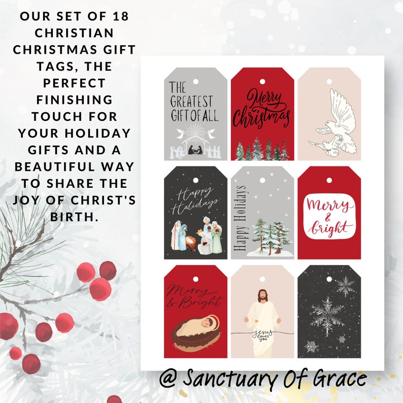 Printable Christmas Tags, Printable Christmas Gift Tags, Christian ...
