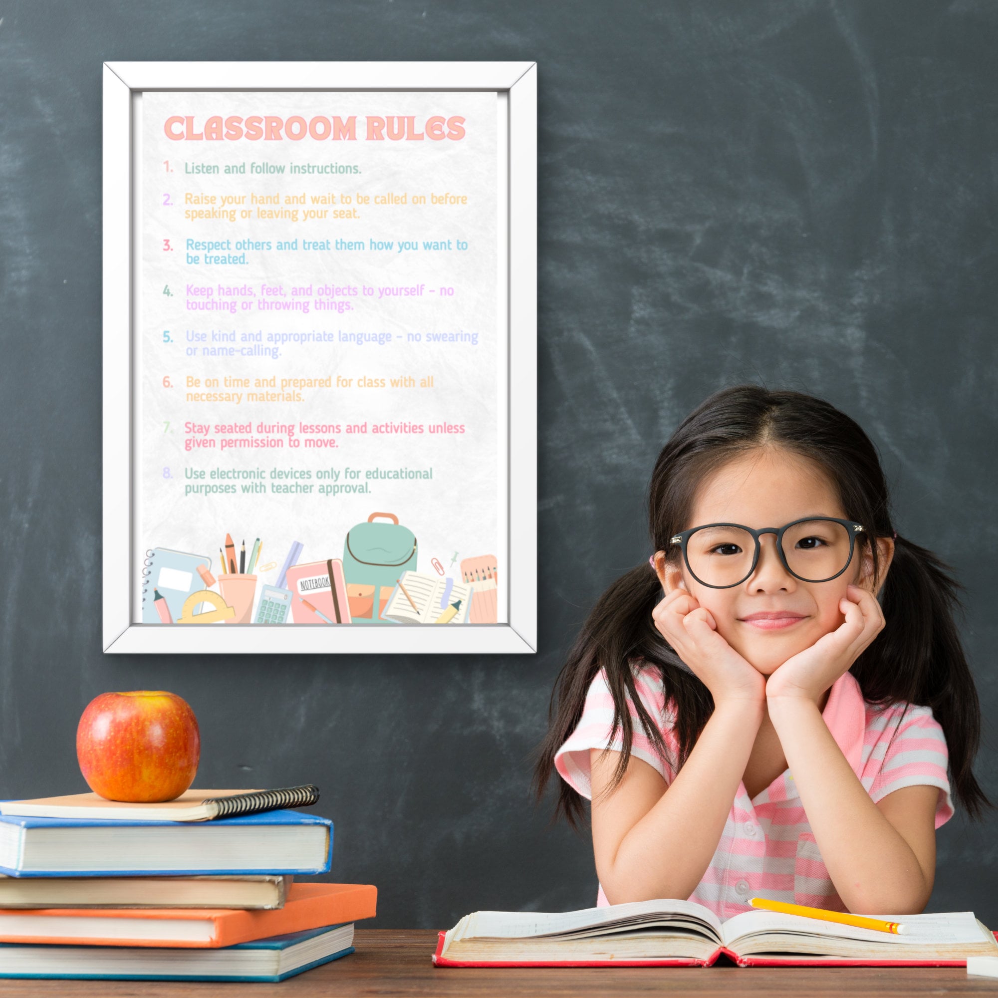 Classroom Rules Poster Classroom Poster Pastel Classroom Decor Back To School Class