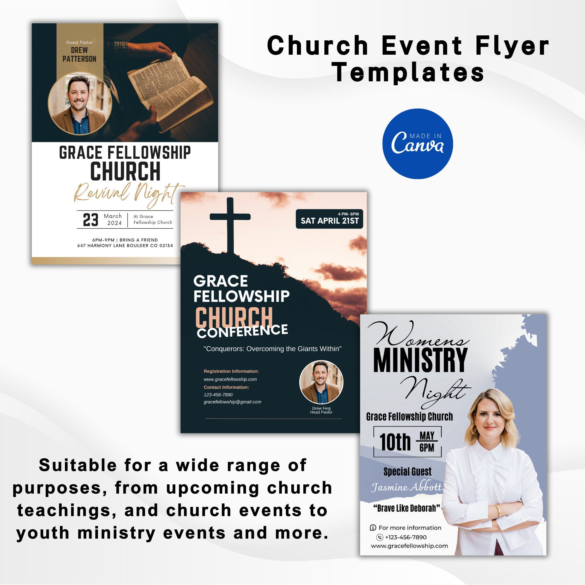 Editable Church Flyer, Church Flyer Sunday Serivce, Church Service ...