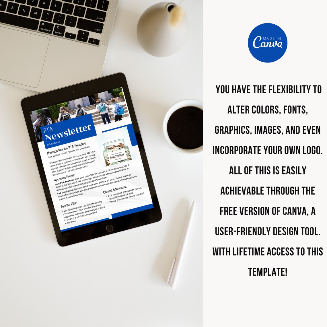 PTA Newsletter, Editable Newsletter Template, Email Newsletter Template ...