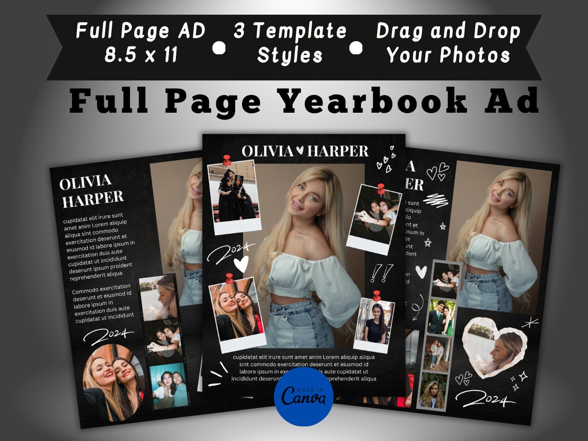 Full Page Yearbook Ads, Yearbook Ad Template, Yearbook Template ...